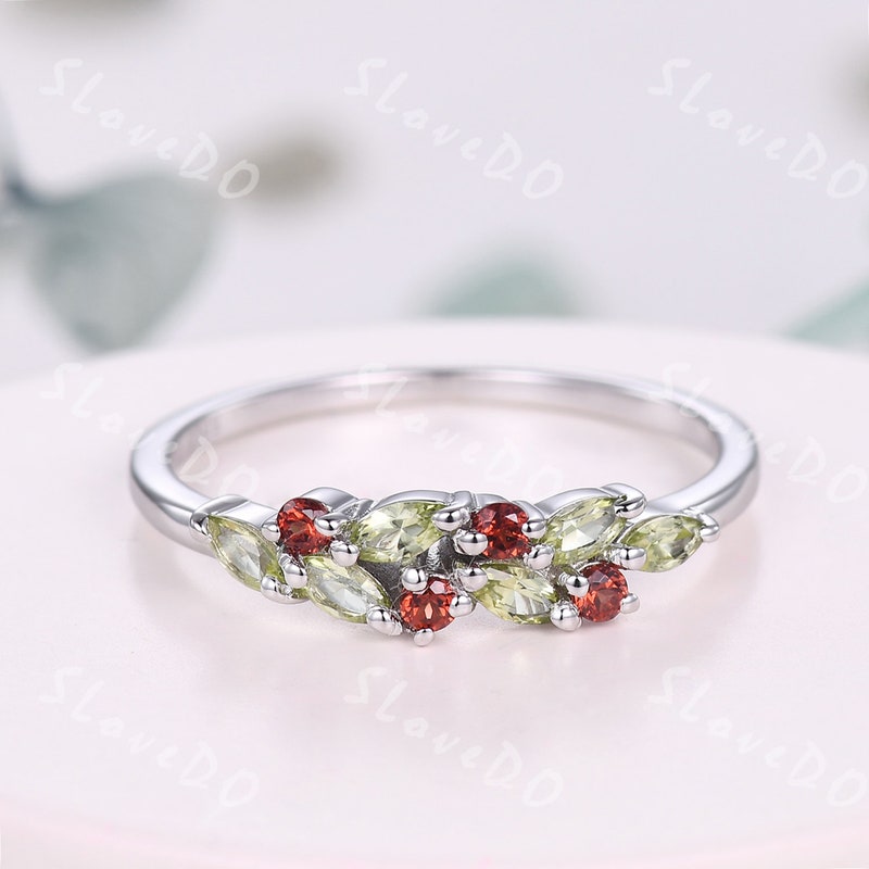 Peridot Garnet Silver Rings - Etsy