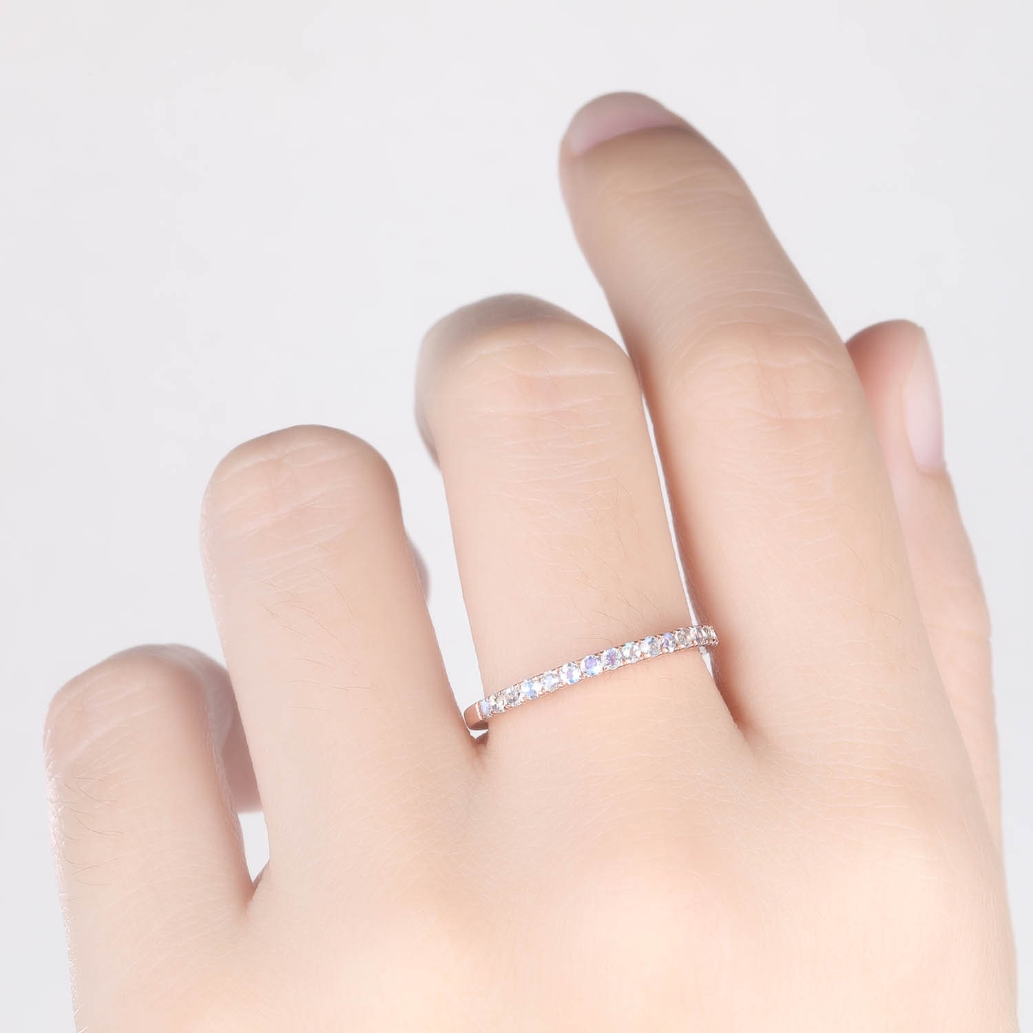Dainty Moonstone Wedding Band Simple Moonstone Ring Rose | Etsy