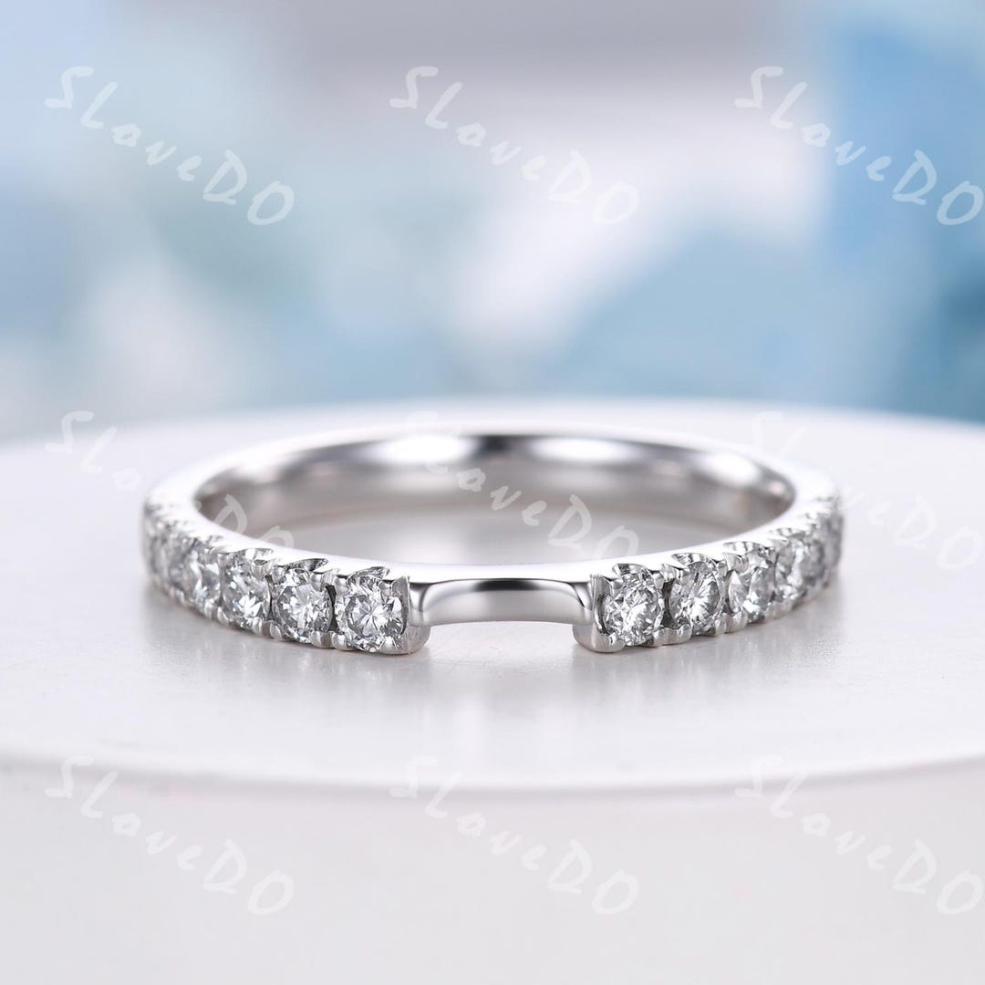 Diamond Gap Ring: Solid White Gold Half Eternity Wedding Band - Etsy