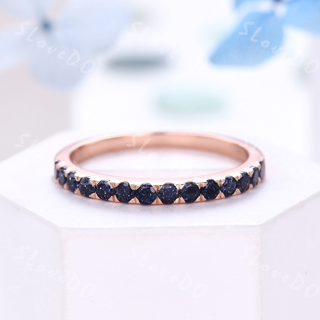 2mm Round Blue Sandstone Ring,sandstone Matching Band,sandstone Wedding ...