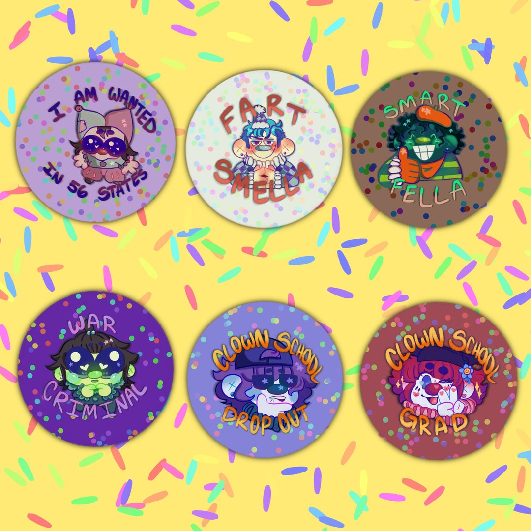 Chaotic Clown Buttons - Etsy