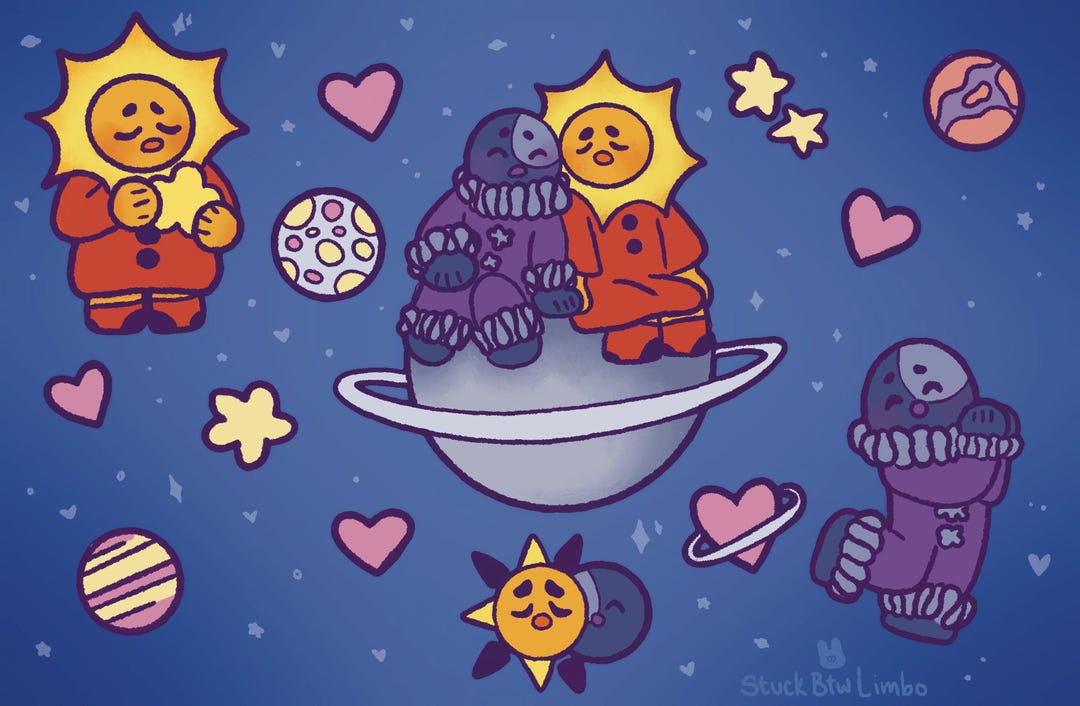 Sun and Moon Clown Sticker Sheet - Etsy