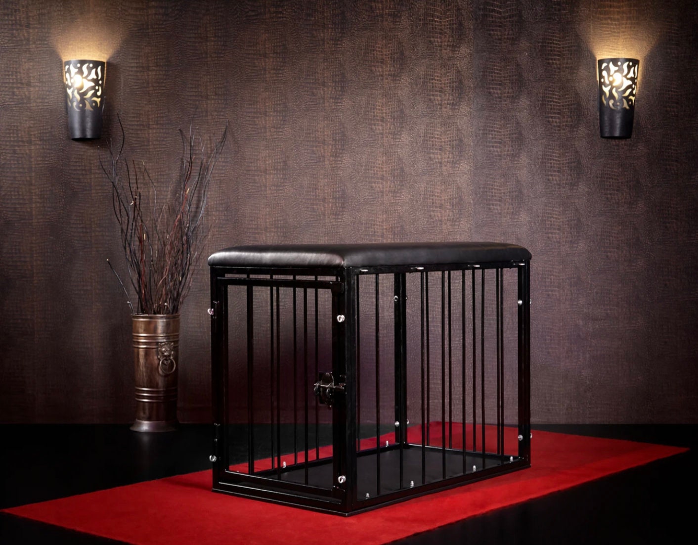 BDSM Bondage Bench With Cage Dungeon Furniture Flogger Spanking Bench ...
