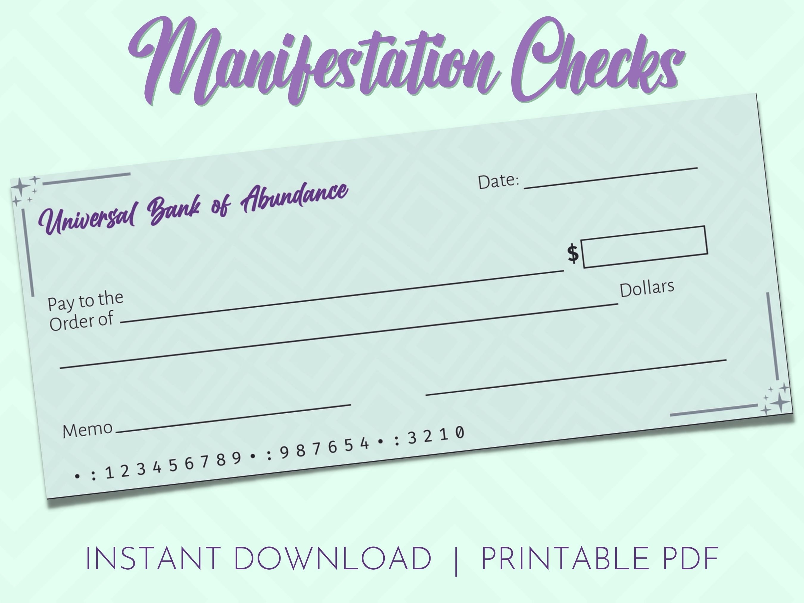 Manifestation Check, Vision Board Printables, Law of Abundance Vision ...
