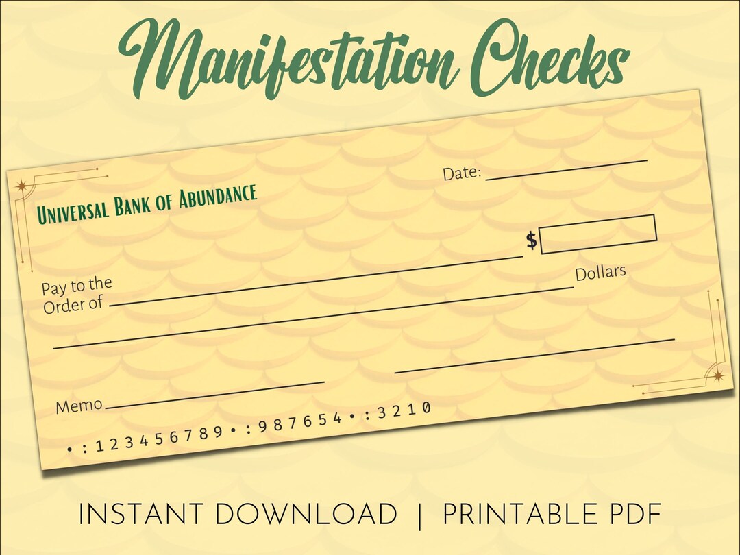Manifestation Check, Vision Board Printables, Law of Abundance Vision ...
