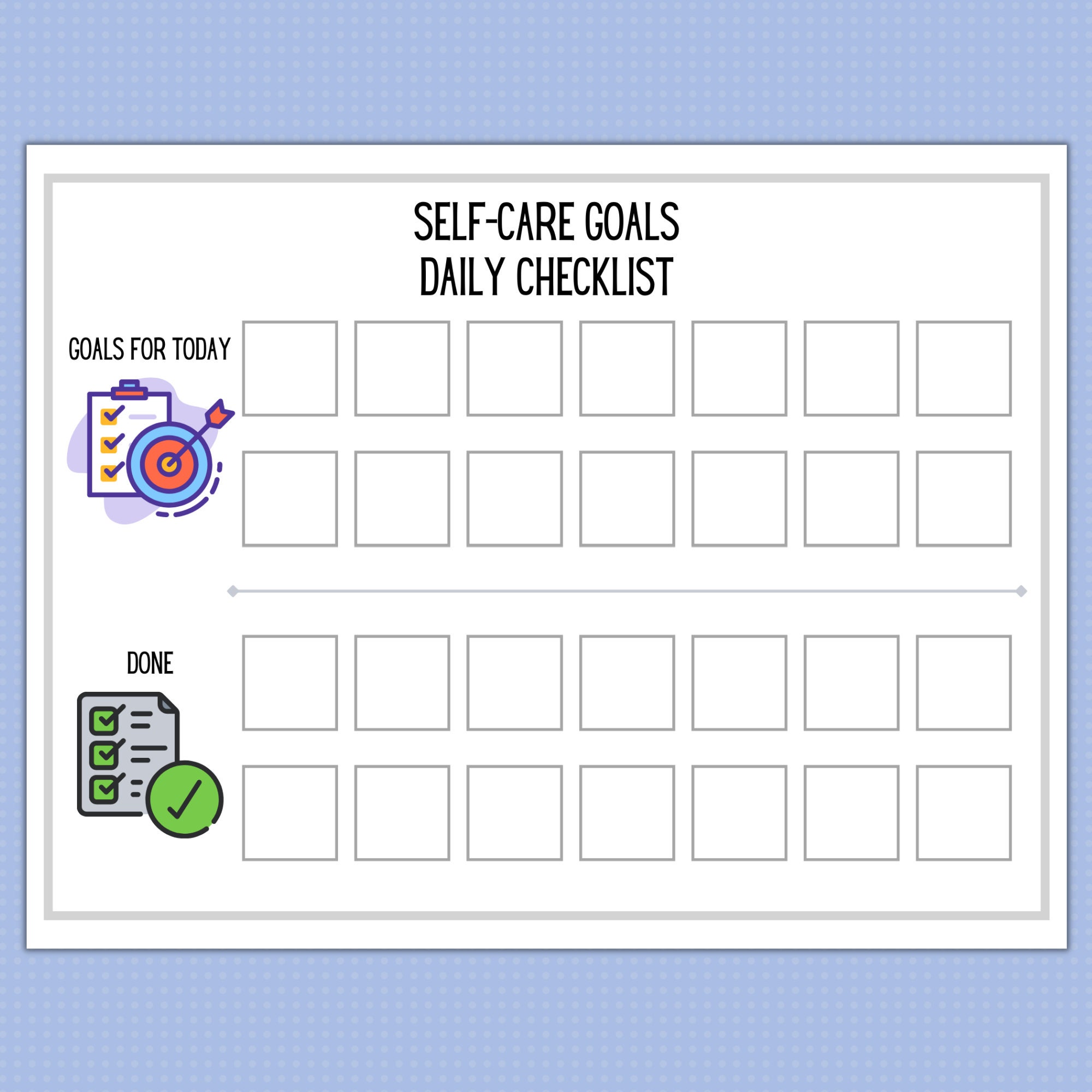 Self Care Chart, Printable Daily Checklist and Task Tiles, Goal Planner ...