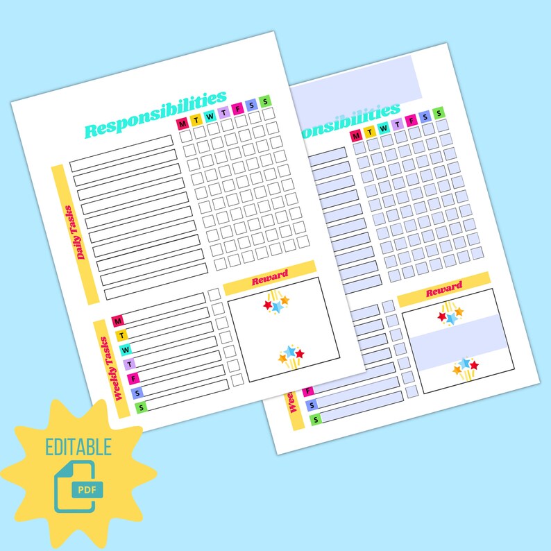 Responsibility Chart, Chore Chart for Kids, Printable to Do List ...