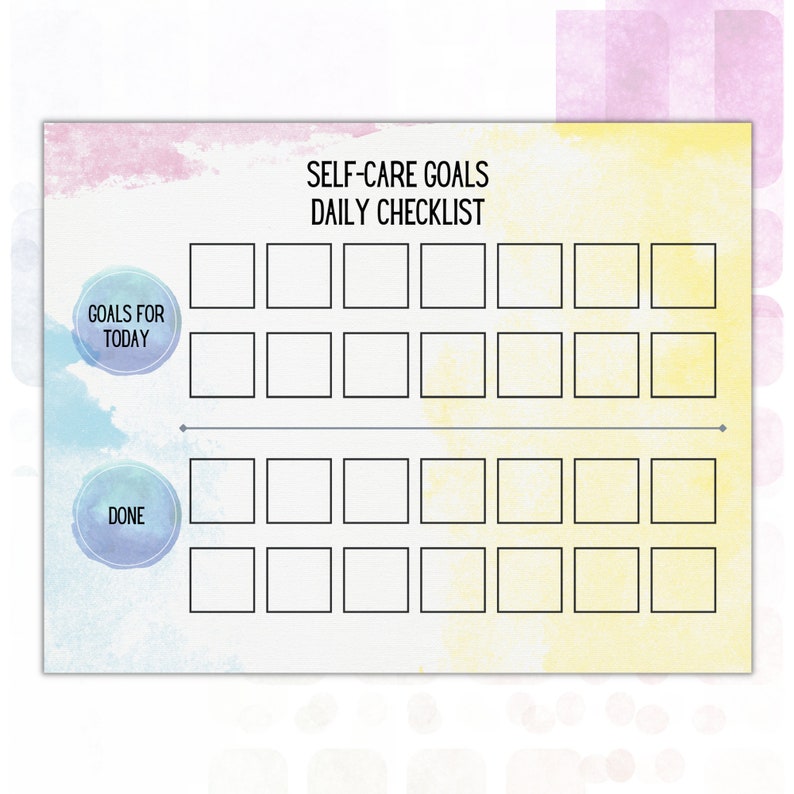 Printable Self Care Chart and Task Tiles Daily Self Care - Etsy