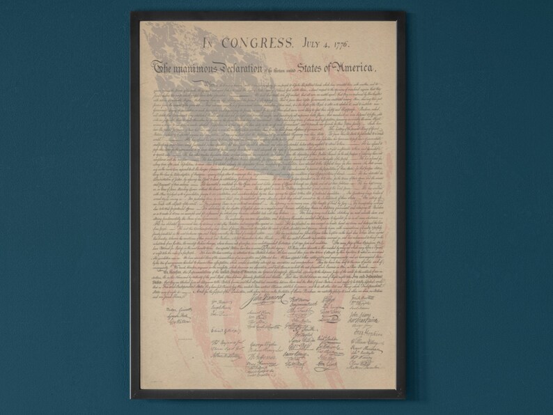 Declaration of Independence Printable Wall Art American Flag Patriotic ...