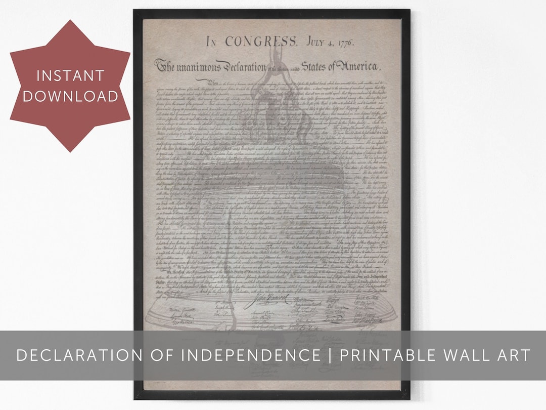 Declaration of Independence Printable Wall Art Liberty Bell Patriotic ...
