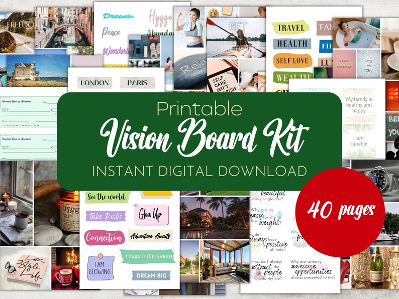 Vision Board Kit: Printable Photos, Affirmations, and Manifestation ...