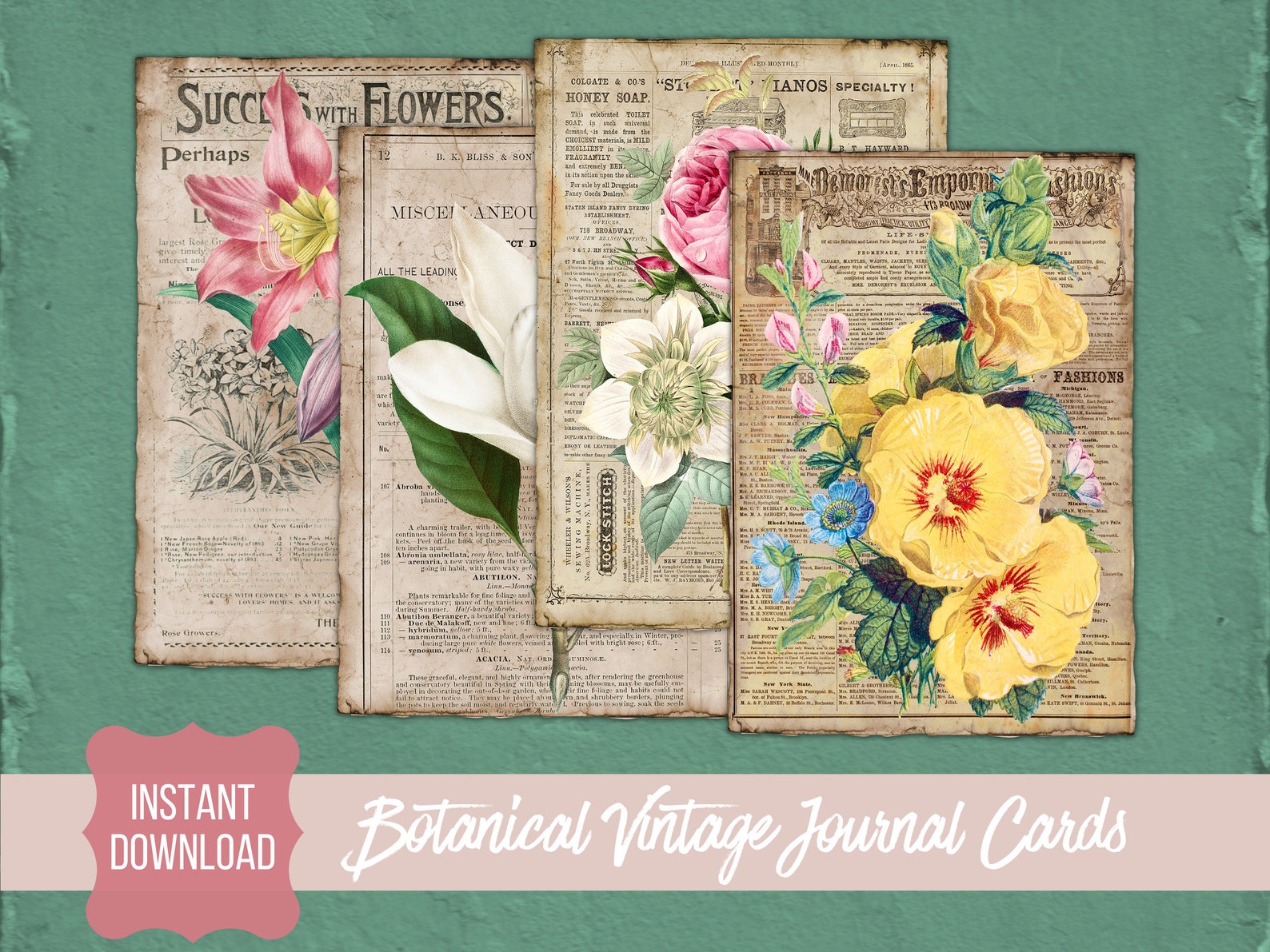 Vintage Ephemera Printable Collage Sheets for Scrapbooking and Junk ...
