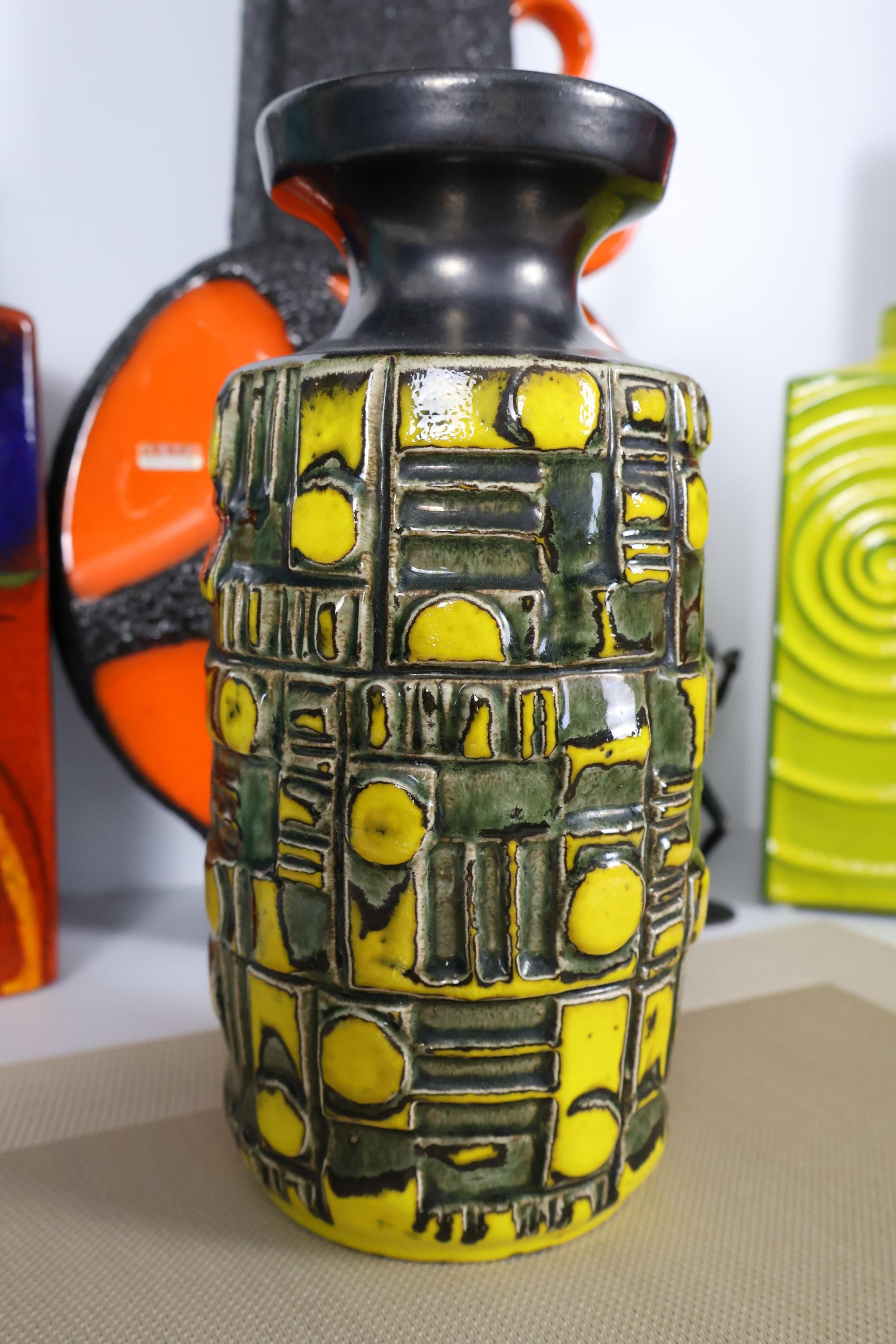 Vintage 1960's Yellow Vase, West German Fat Lava Pottery, Retro Mid ...