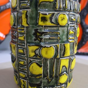 Vintage 1960's Yellow Vase, West German Fat Lava Pottery, Retro Mid ...