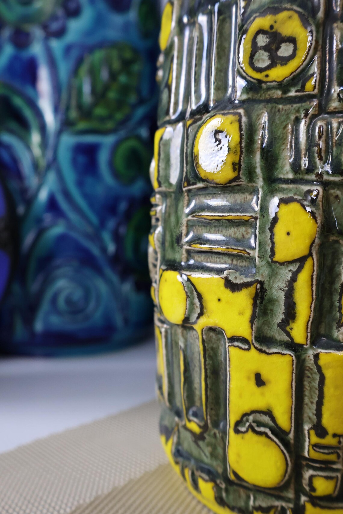 Vintage 1960's Yellow Vase, West German Fat Lava Pottery, Retro Mid ...