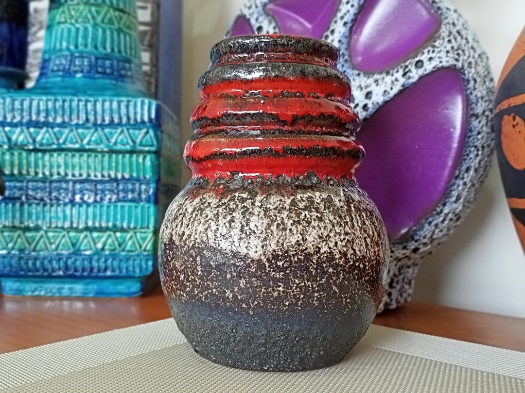 Vintage 1970's Scheurich Vase, West German Fat Lava Pottery, Retro or ...