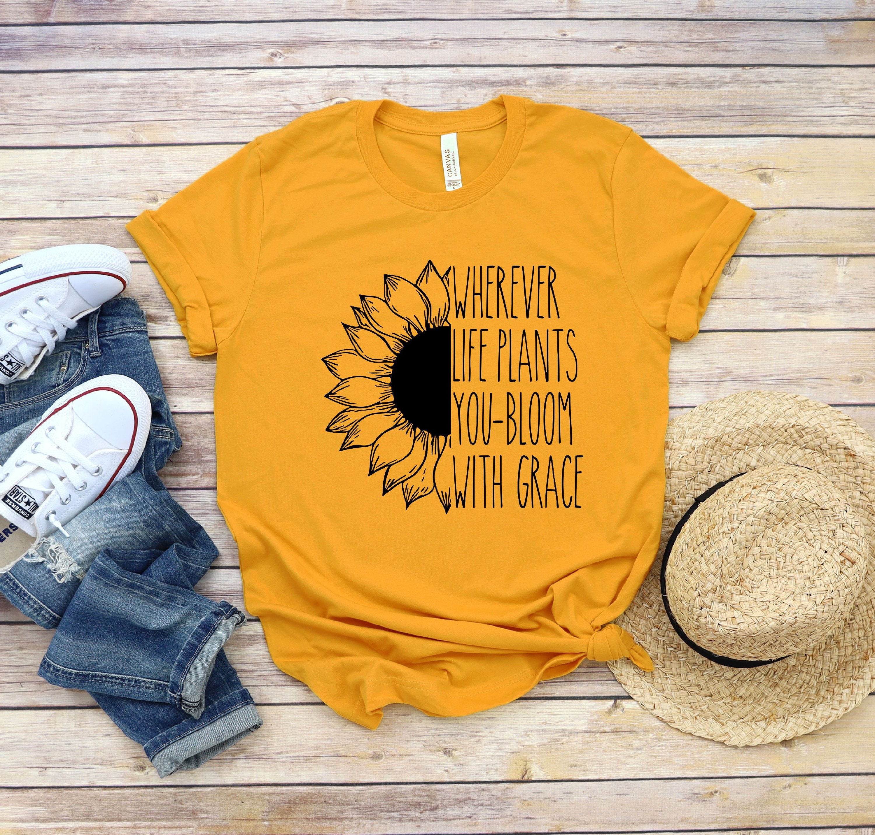 Sunflower Shirt Inspirational Shirt Happy Shirt Sunflower Tshirt ...