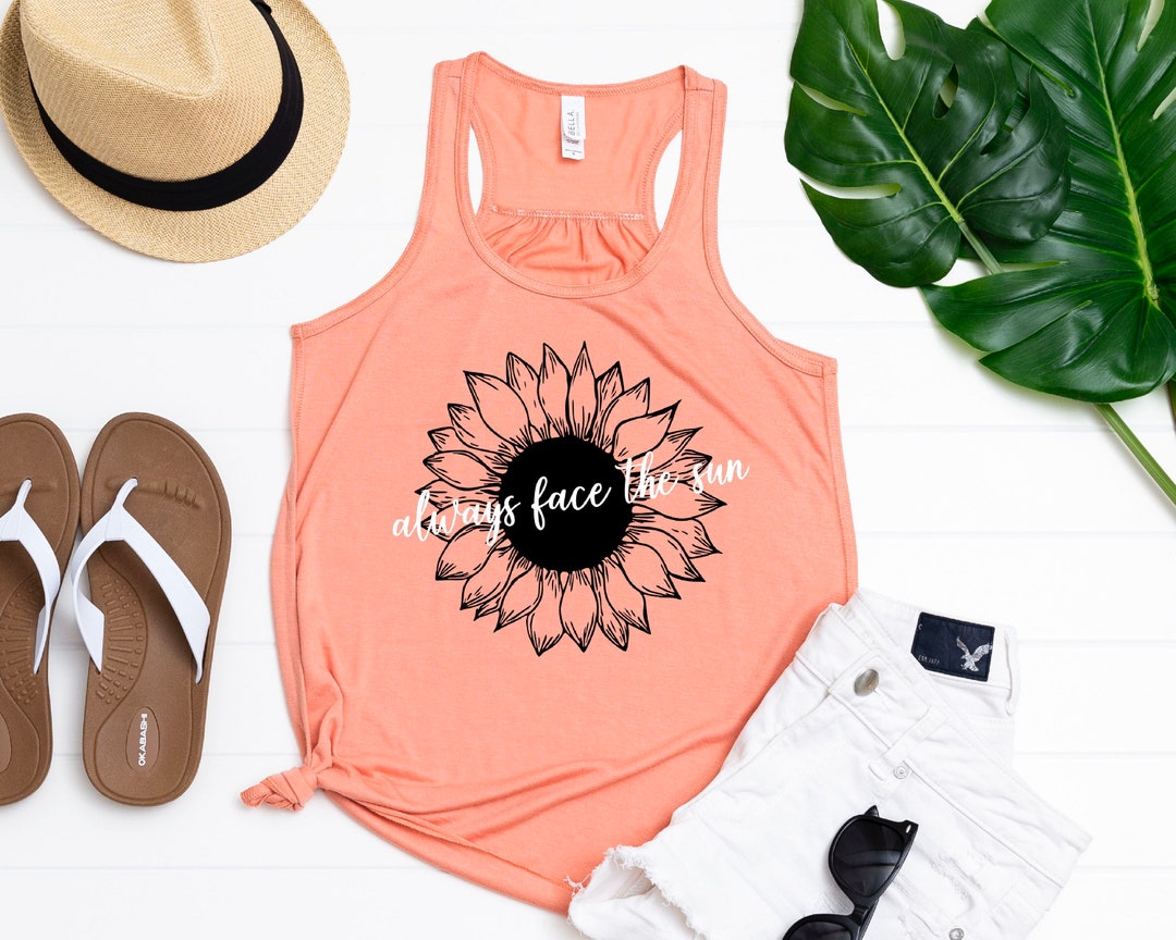 Summer Tank Women Sunflower Shirt Inspirational Shirt Sunflower Tank ...