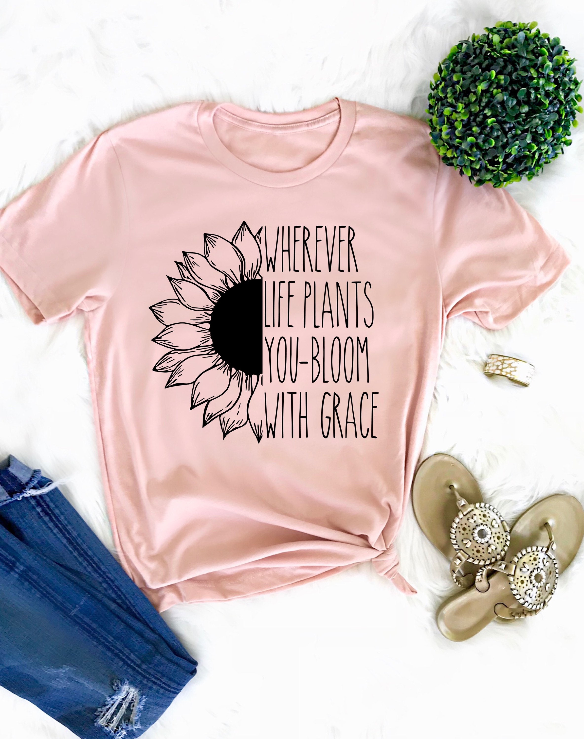 Sunflower Shirt Inspirational Shirt Happy Shirt Sunflower | Etsy
