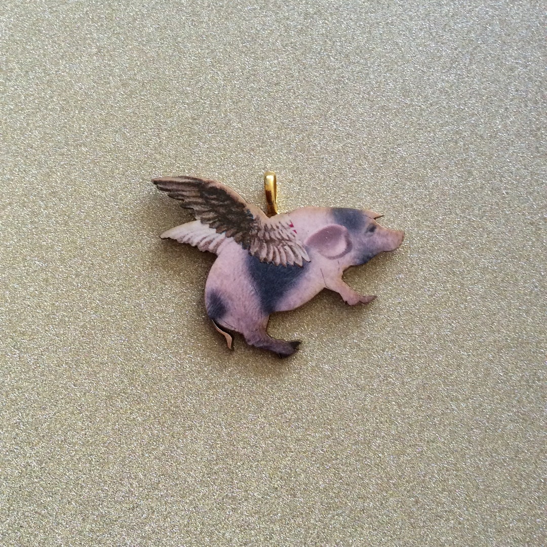 Flying Pig Pendant/winged Pig Pendant /whimsical Pig Jewellery/pig ...