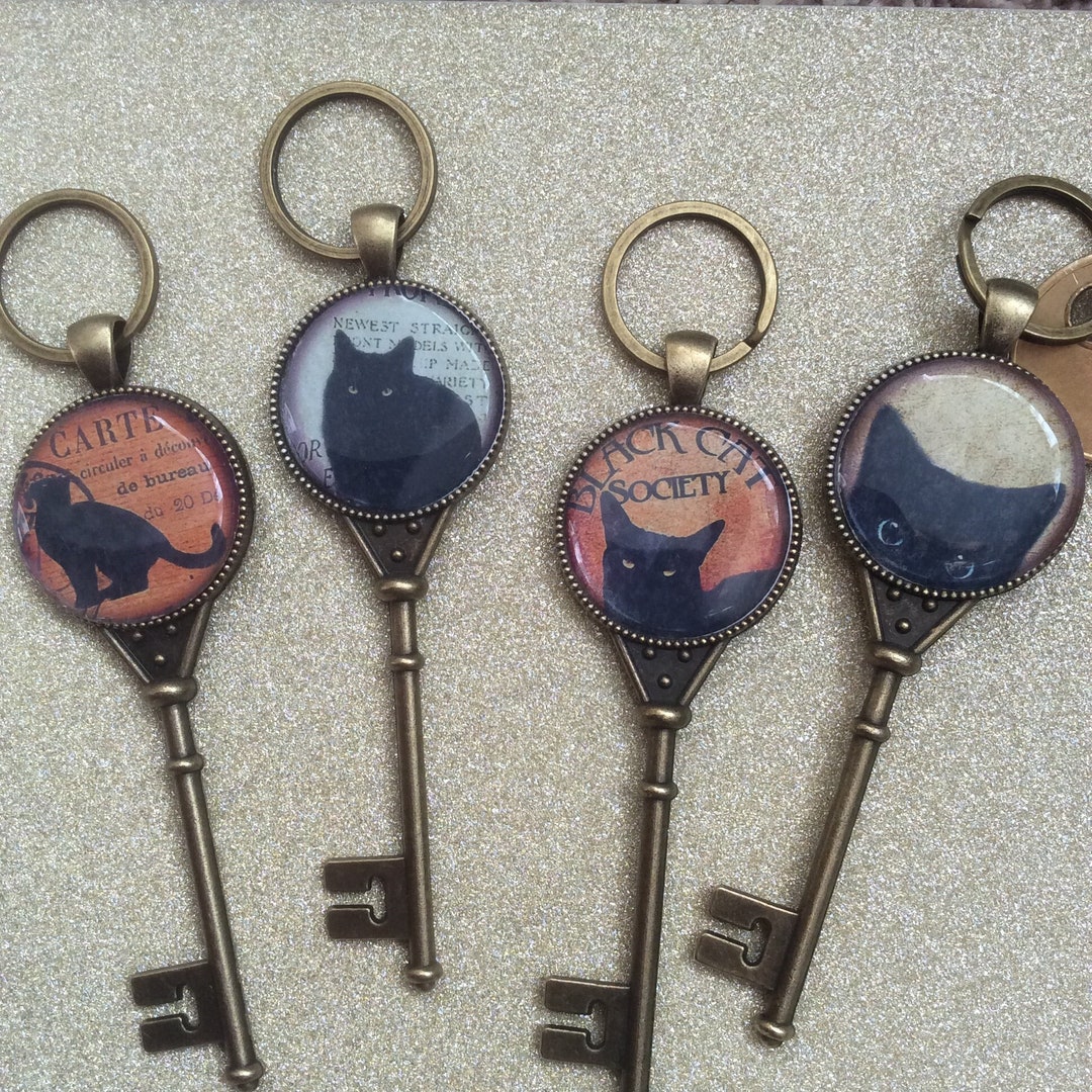 Black Cat Keychain/black Cat Keyring/ Black Cat Society/ Black Cat ...