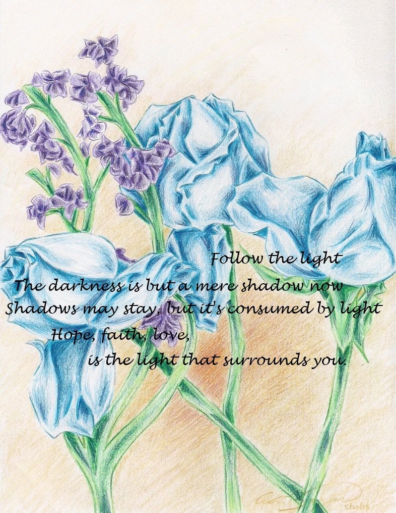 Blue Roses With Poem Digital Print - Etsy