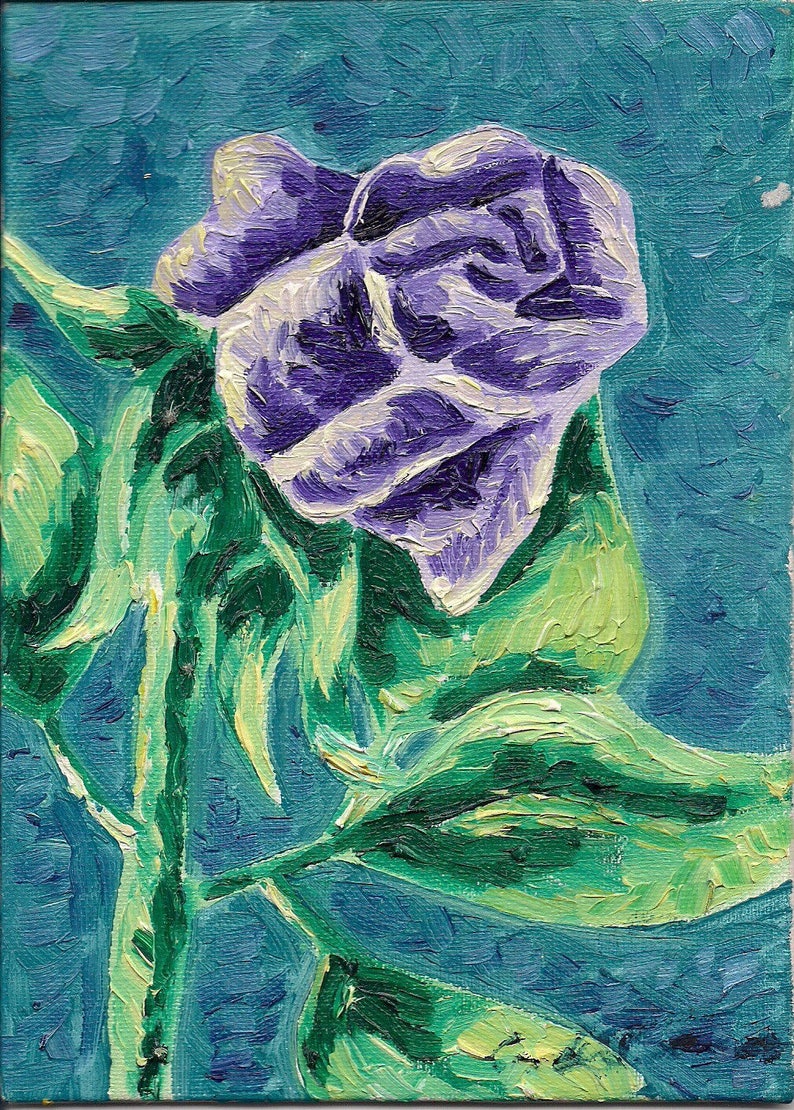 Oil Painting of Violet Rose - Etsy