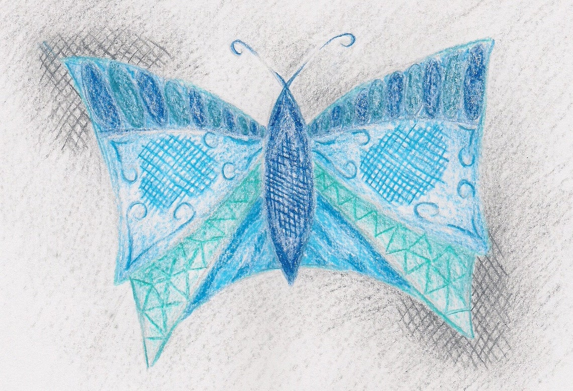 Blue Butterfly Digital Print - Etsy