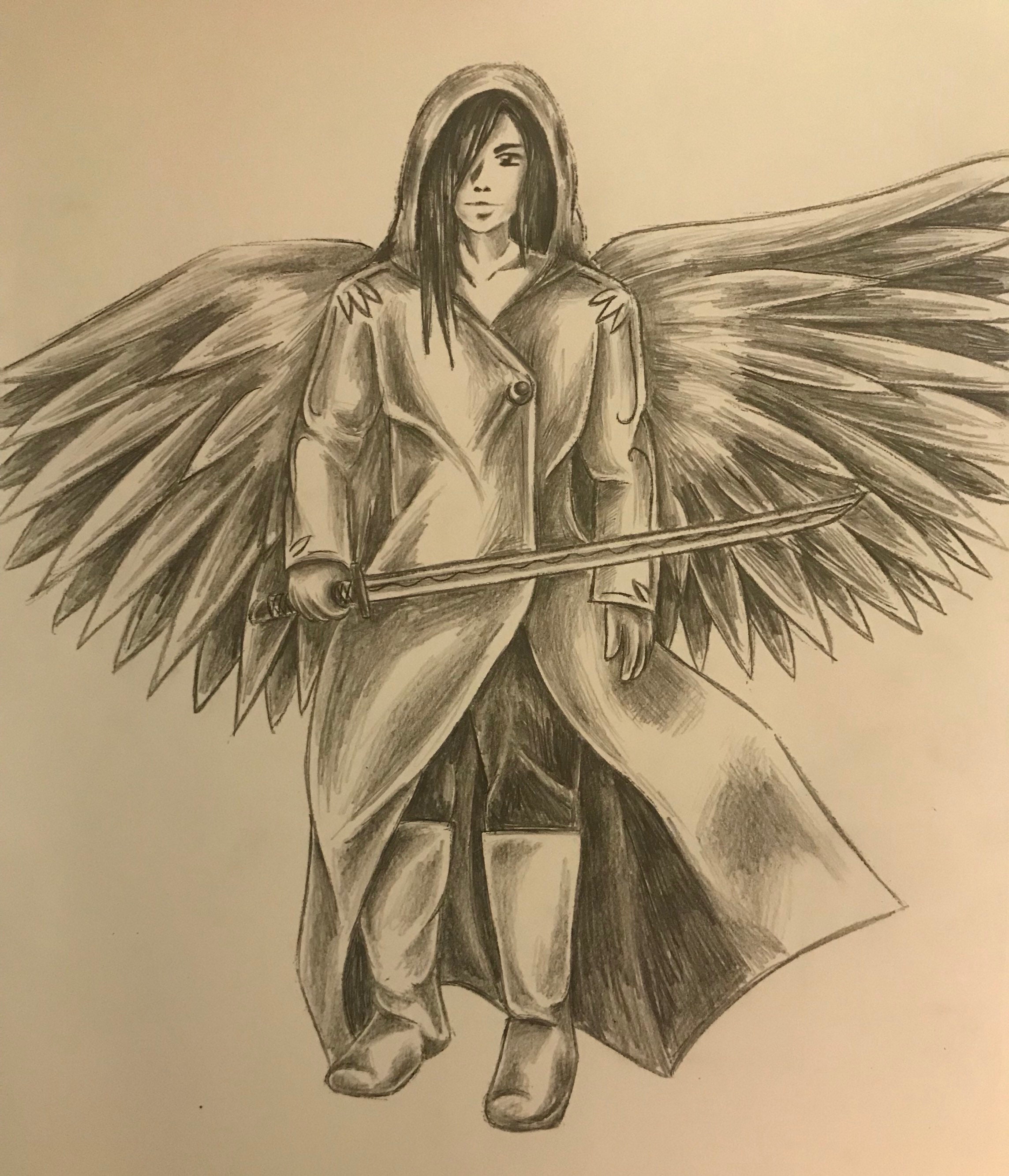 Fallen Angel Sketches In Pencil