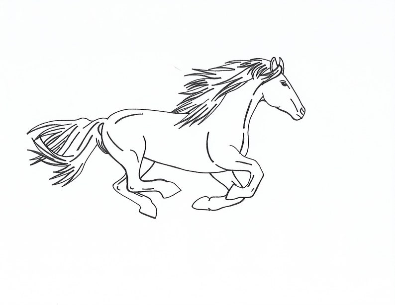 Galloping Horse "color Me" Digital Print - Etsy