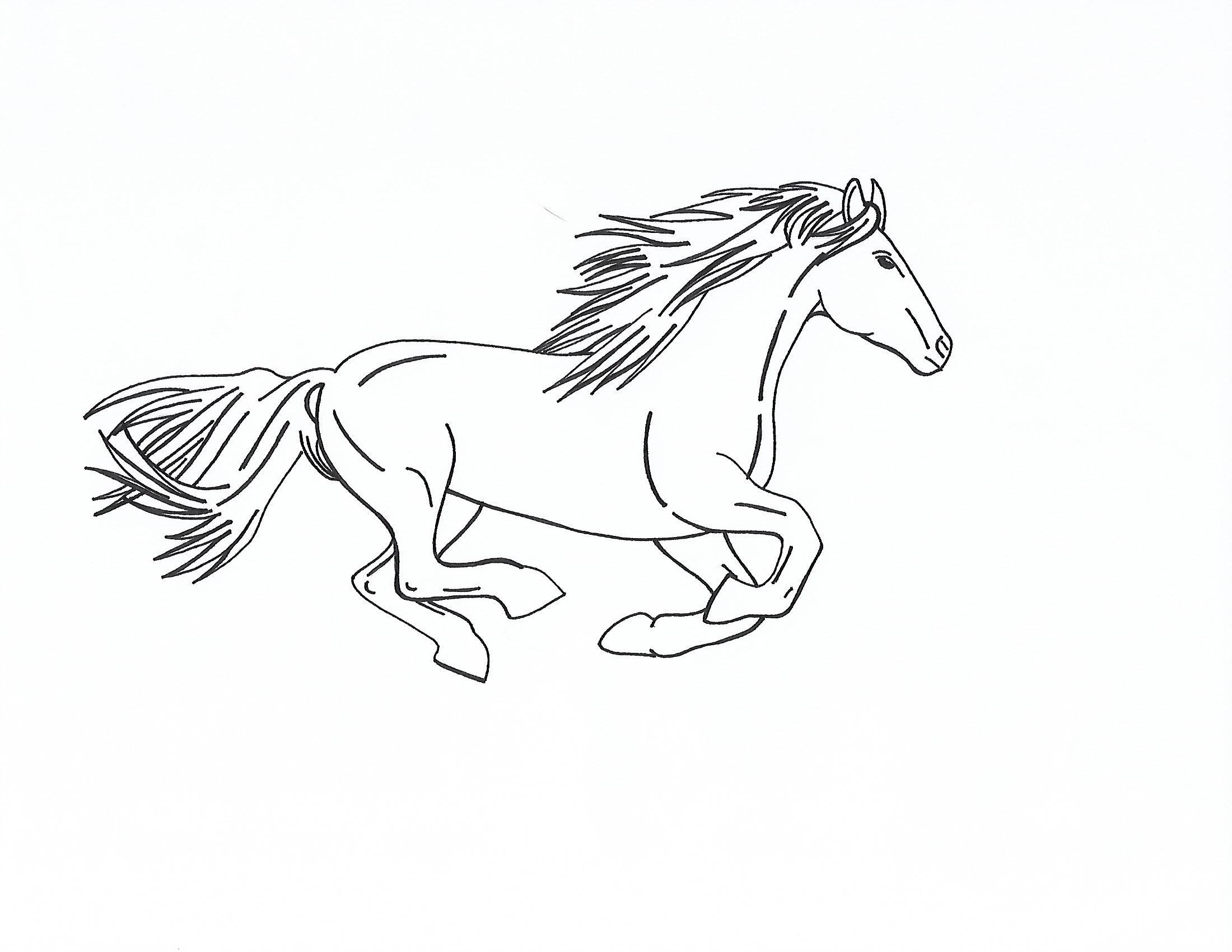 Galloping Horse "color Me" Digital Print - Etsy