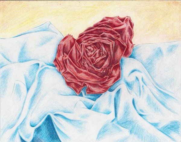 Digital Print of My Original Drawing Sleeping Rose - Etsy