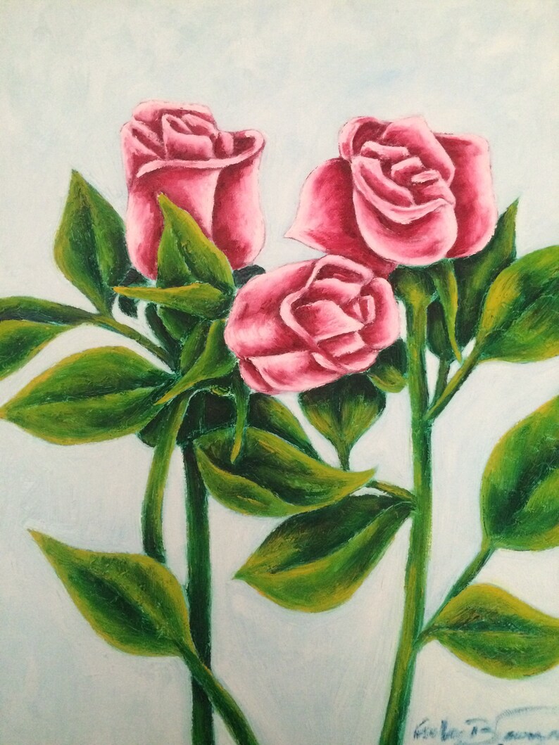 Oil Painting"pink Roses" - Etsy