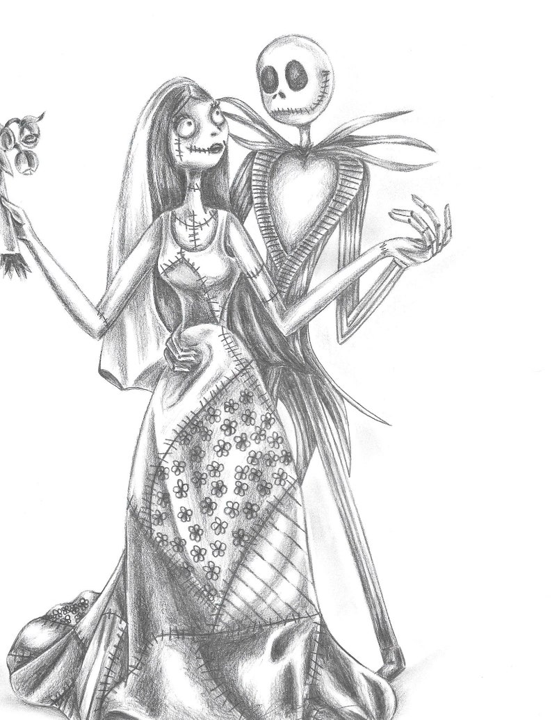 Handmade Jack and Sally Wedding Fanart Drawing - Etsy