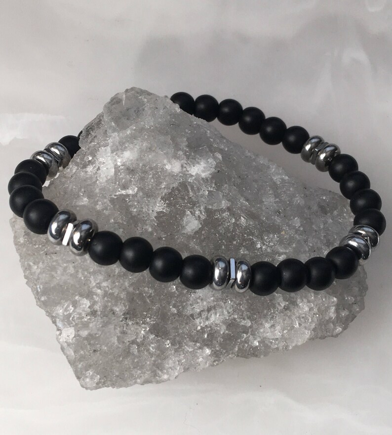 Men's Bracelet Mens Beaded Bracelet Men's Black - Etsy