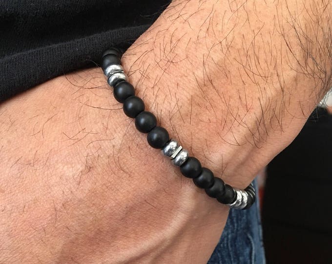 Men's Bracelet Mens Beaded Bracelet Men's Black - Etsy