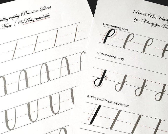 Calligraphy Practice Sheets: 8 Basic Strokes (PDF Printable) - Etsy