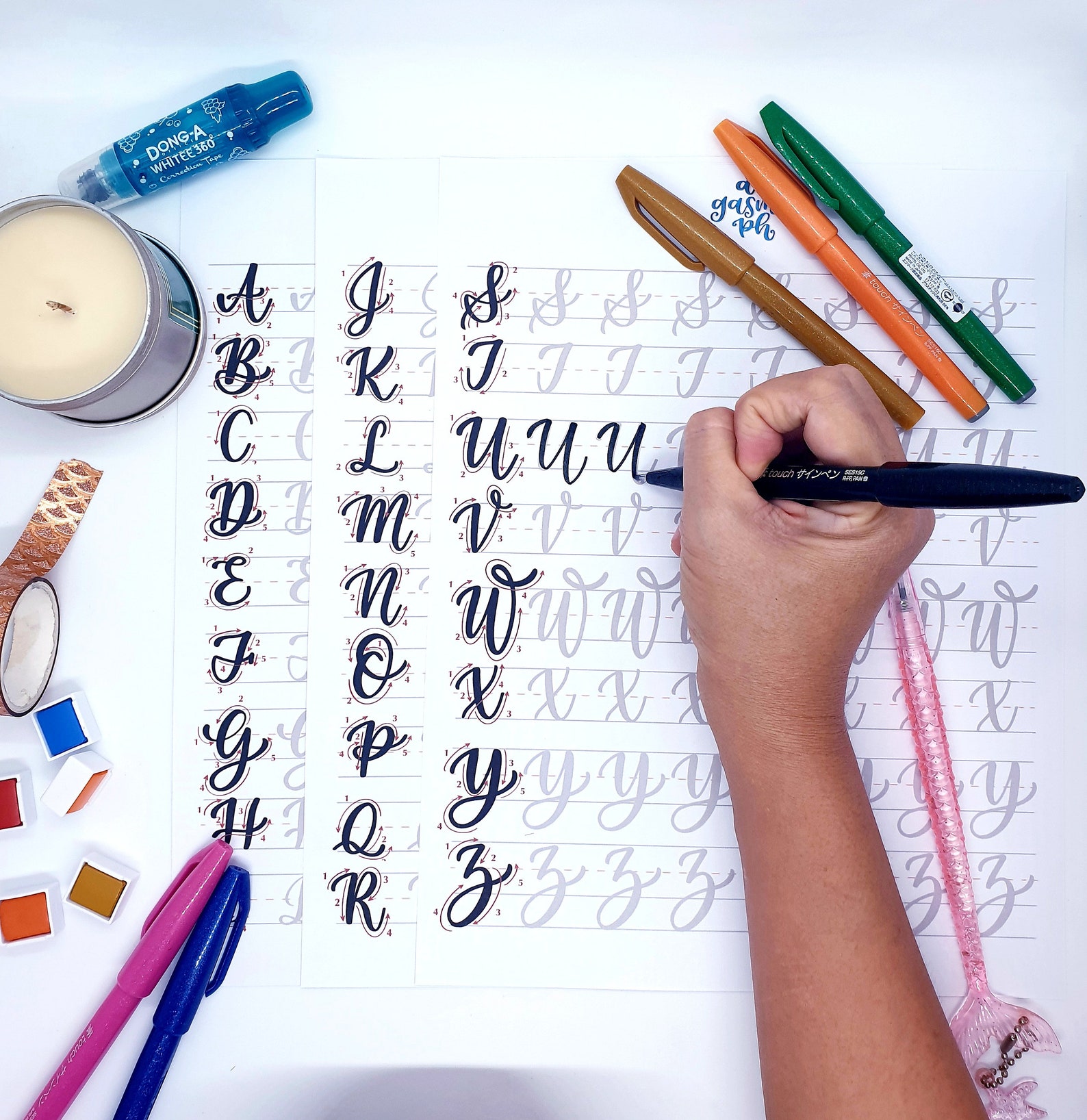 Brush Pen Calligraphy Practice Sheets: Beginner Lettering Guide (PDF ...