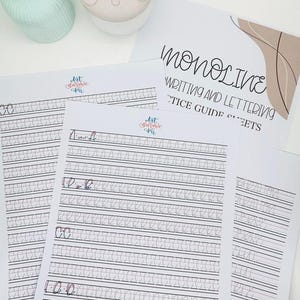 Monoline Lettering Practice Sheets: Uppercase Calligraphy (PDF, PNG) - Etsy