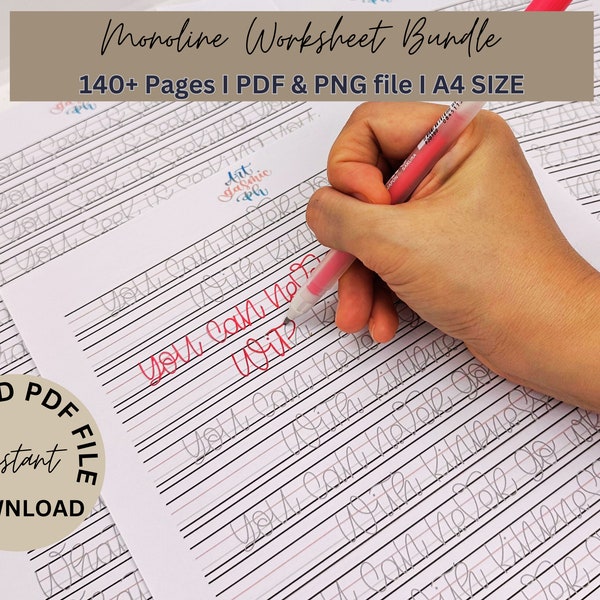 Monoline Practice Sheet - Etsy