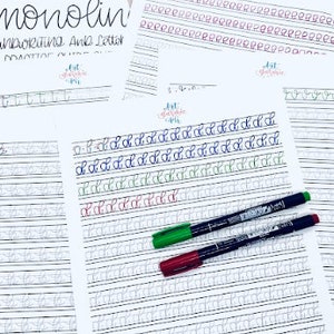 Lowercase Monoline Practice Guide Worksheet I Monoline Calligraphy ...