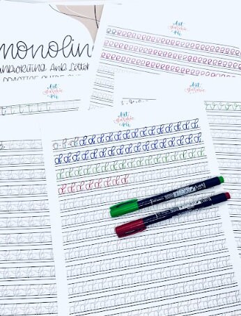 Lowercase Monoline Practice Guide Worksheet I Monoline Calligraphy ...