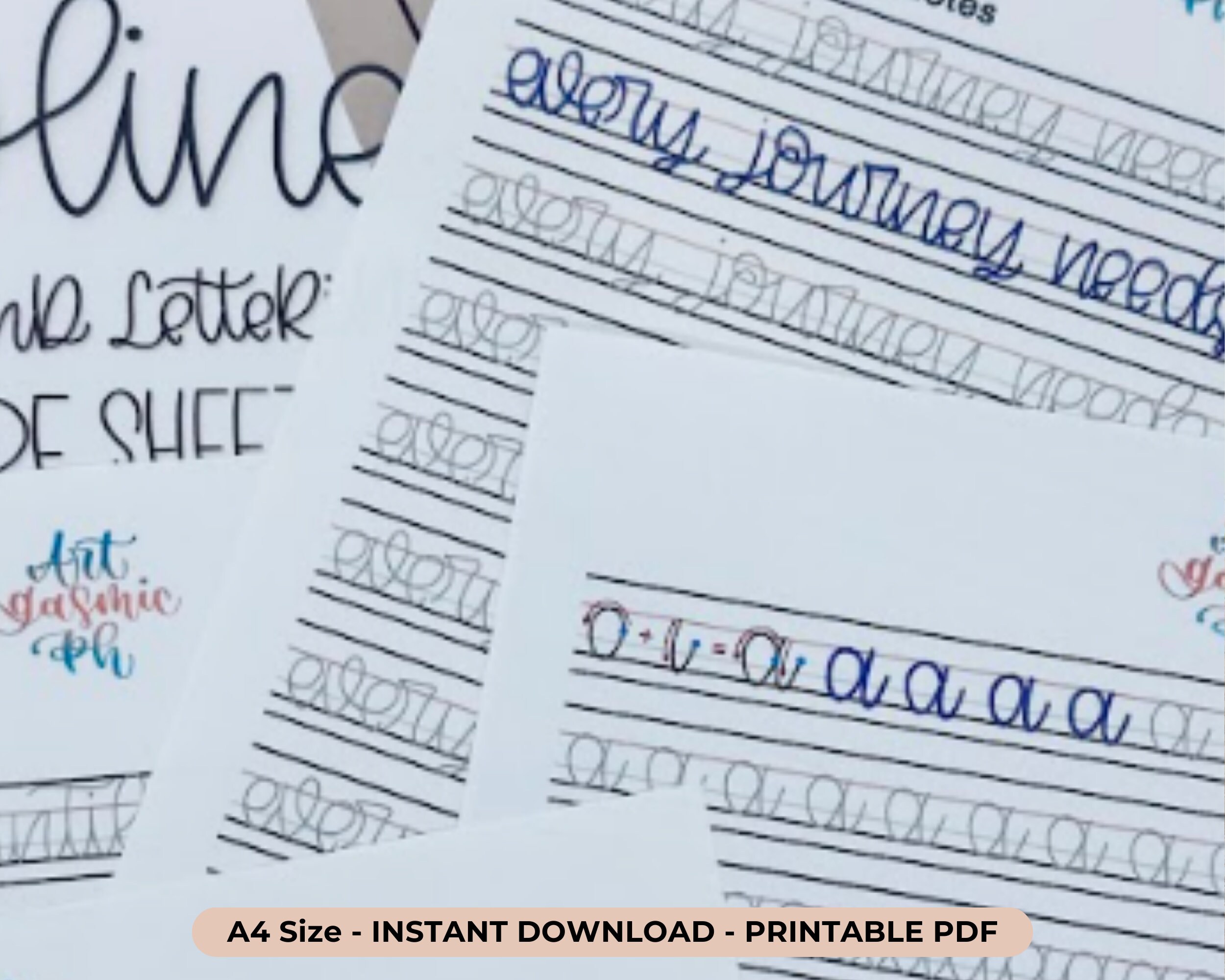 Lowercase Monoline Practice Guide Worksheet I Monoline Calligraphy ...
