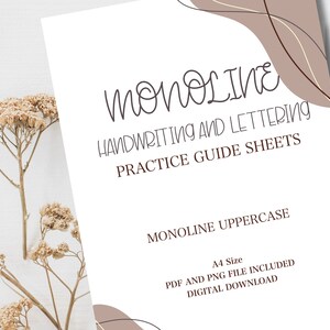 Monoline Lettering Practice Sheets: Uppercase Calligraphy (PDF, PNG) - Etsy