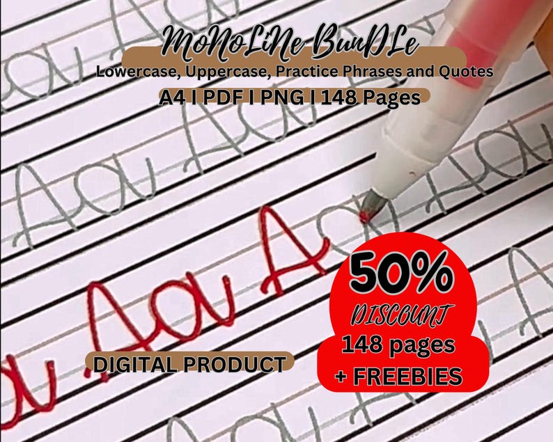 Monoline Lettering Bundle, Monoline Calligraphy and Procreate ...