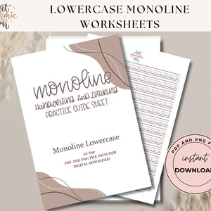 Lowercase Monoline Practice Guide Worksheet I Monoline Calligraphy ...