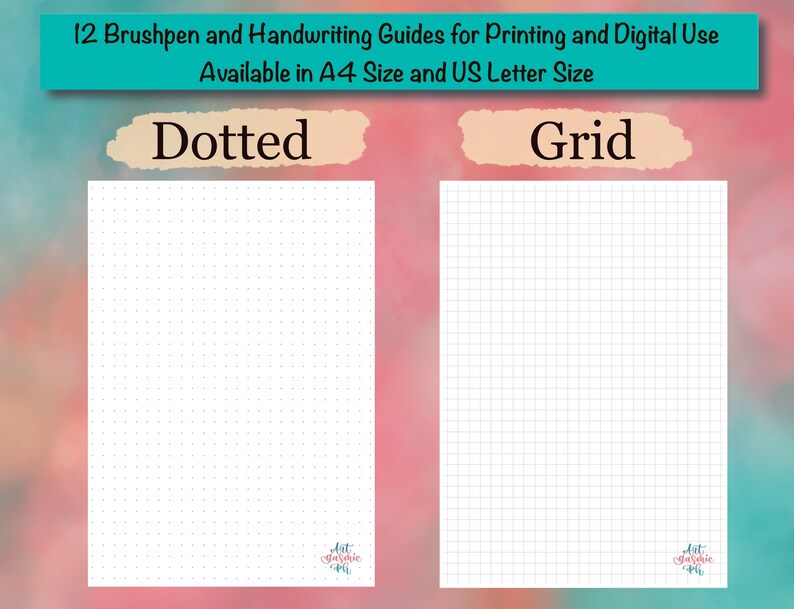 Calligraphy and Handwriting Blank Guide Sheets, 12 Variations, PDF JPG ...