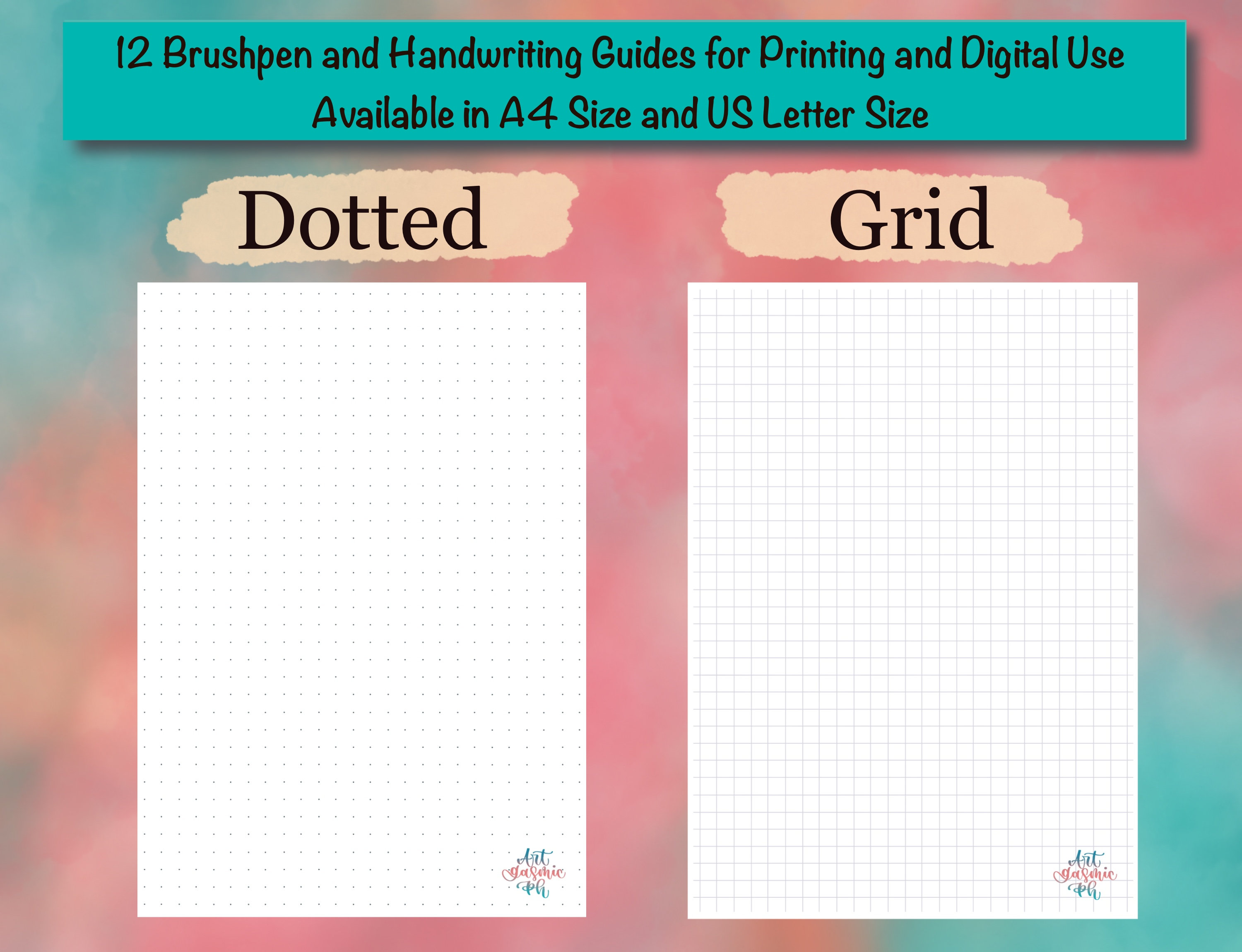 Calligraphy and Handwriting Blank Guide Sheets, 12 Variations, PDF JPG ...