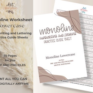 Lowercase Monoline Practice Guide Worksheet I Monoline Calligraphy ...