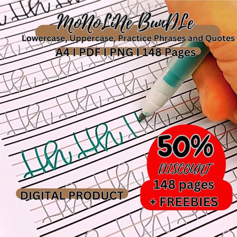 Monoline Script to Print - Etsy